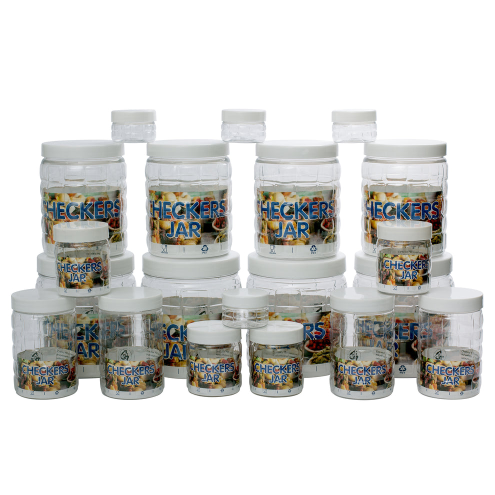 Checkers Jars Plastic Container White Cap (Set of 20) 1800ml, 1200ml ...